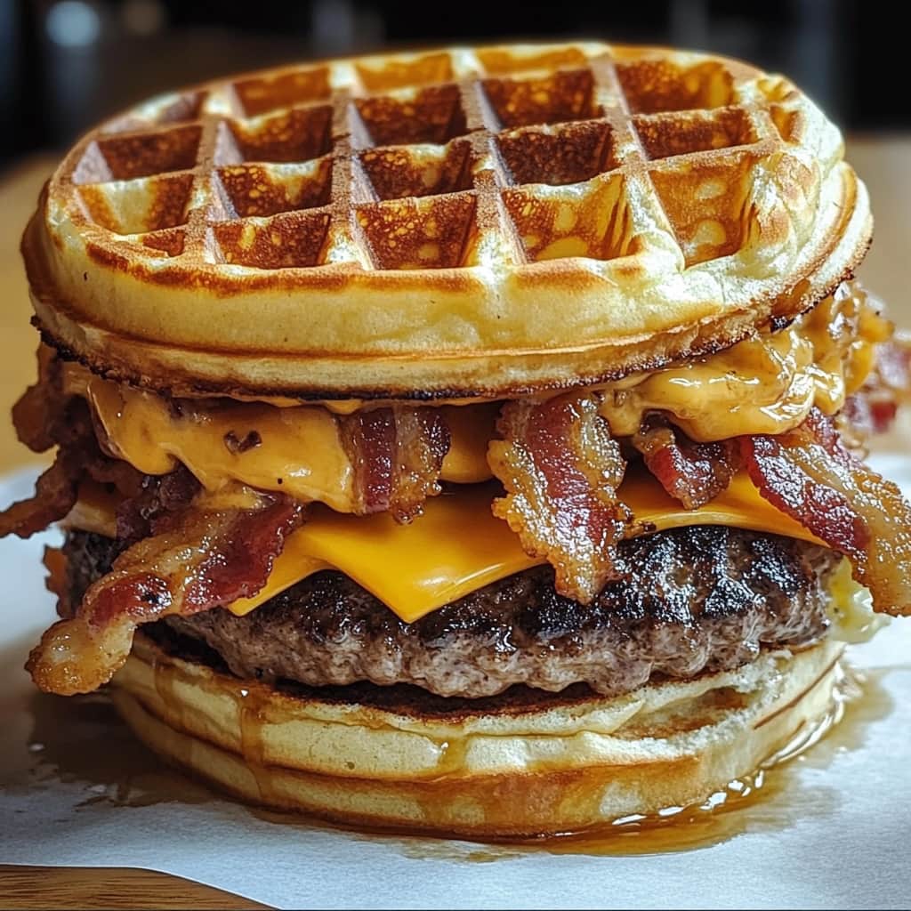 Maple Bacon Waffle Burger : A Sweet and Savory Delight – speedyyums